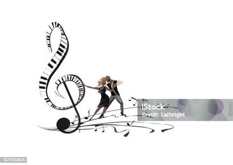 댄서 고음 음표와 뮤지컬 웨이브 피아노 노트와 추상음악 디자인 높은음자리표에 대한 스톡 벡터 아트 및 기타 이미지 높은음