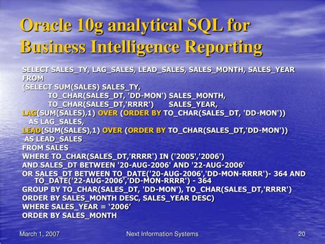PPT Oracle G Analytical SQL For Business Intelligence Reporting PowerPoint Presentation ID