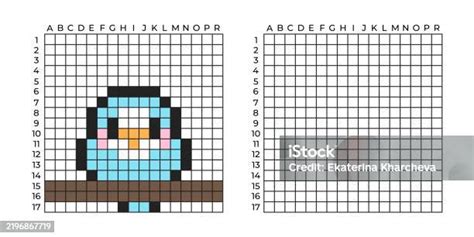 어린이를 위한 복사 교육용 게임 만화 앵무새 새 어린 아이들을 위한 숫자로 색칠하기 아쿠아모자이크 다양한 종류의 모자이크 십자수를 위한 간단한 패턴입니다 그리기를 반복합니다