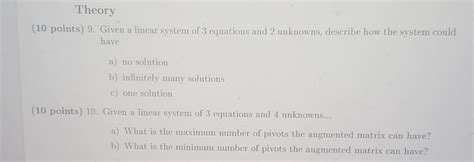 Solved 10 Points 9 Given A Linear System Of 3 Equations