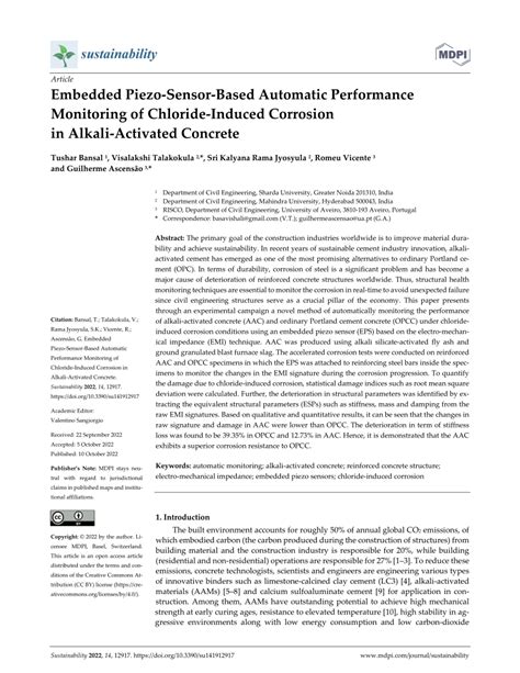 Pdf Embedded Piezo Sensor Based Automatic Performance Monitoring Of