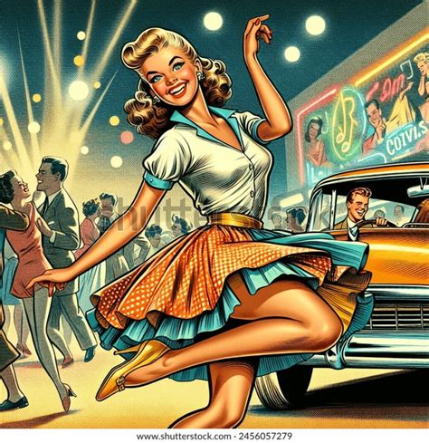 1950s Pinup Model Long Legs Smiling Imagen Generada Por Ia 2456057279 Shutterstock