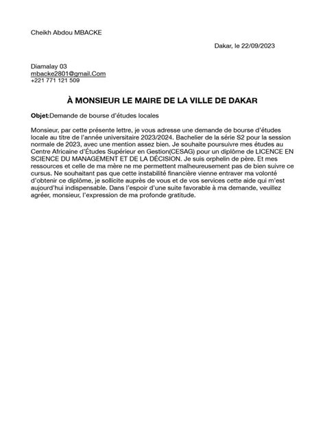 Demande Manuscrite Pdf