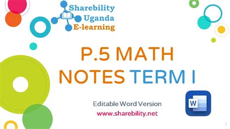 P5 Mathematics Tropical Breakdown Of Lesson Notes Term One