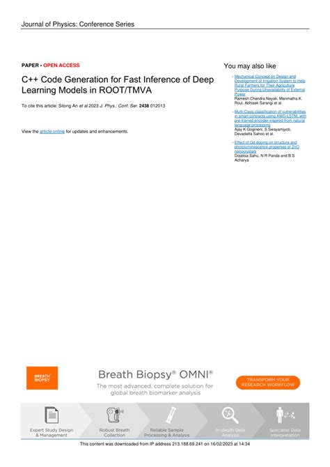 Pdf C Code Generation For Fast Inference Of Deep Learning Models In Roottmva