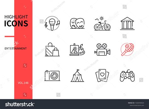 entertainment modern line design style icons stock vector royalty free