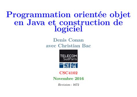 Programmation orientée objet en Java et construction de logiciel