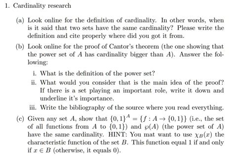 SOLVED Cardinality Research Look Online For The Definition Of Cardinality In Other Words