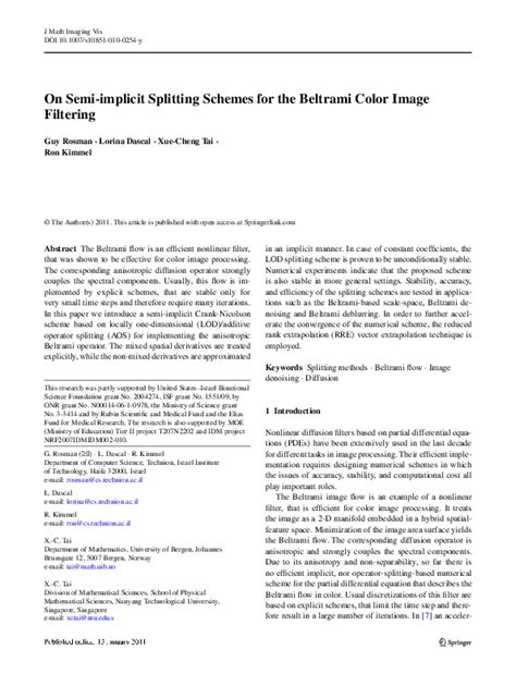 Pdf On Semi Implicit Splitting Schemes For The Beltrami Color Image Filtering