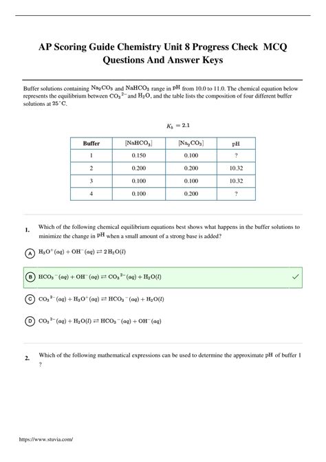 Ap Scoring Guide Chemistry Unit 8 Progress Check Mcq Questions And Answer Keys General