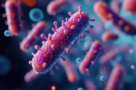 Colorful Depiction Of Bacteria In A Microscopic View Under Dark