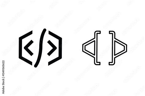Programming Language Icons Angle Brackets Curly Braces Code Symbols
