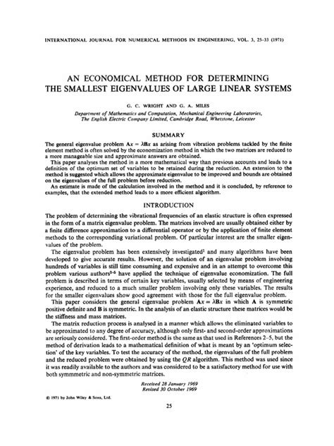 an economical method for determining the smallest eigenvalues of large