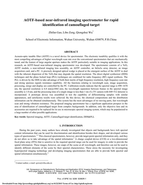 Pdf [aotf Based Imaging Spectrometer And Its Applications In The Identification Of Metameric