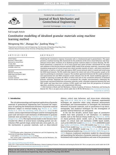 Pdf Constitutive Modelling Of Idealised Granular Materials Using Machine Learning Method
