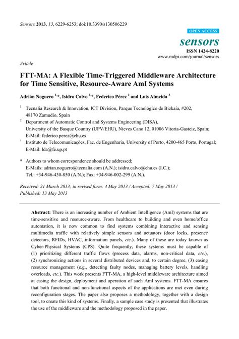 Pdf Ftt Ma A Flexible Time Triggered Middleware Architecture For Time Sensitive Resource