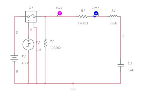RLC Step Response Multisim Live