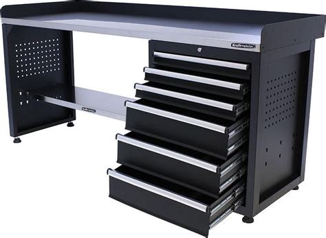Kraftmeister Werkbank 200 Cm Werktafel Met 6 Lades En Rvs Werkblad