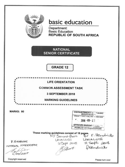 Life Orientation Memo September 2018 Pdf