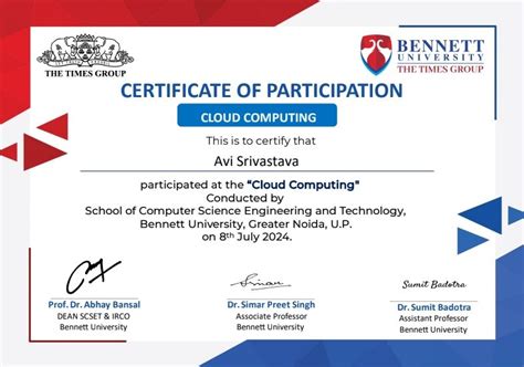 Avi Srivastava On Linkedin Cloudcomputing Continuouslearning Techinnovation Bennettuniversity
