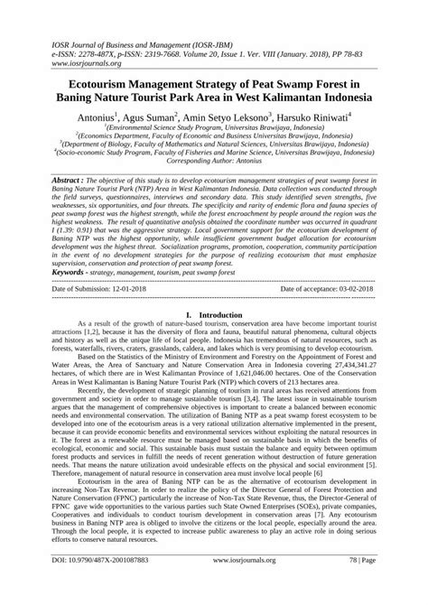 Pdf Ecotourism Management Strategy Of Peat Swamp Forest · Ecotourism Management Strategy Of