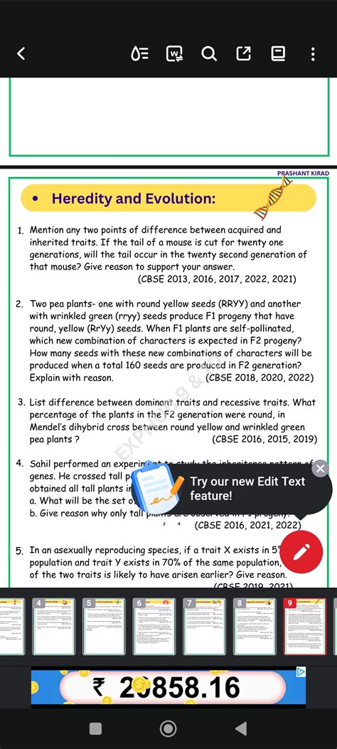 Heredity And Evolution1 Mention Any Two Points Of Difference Between