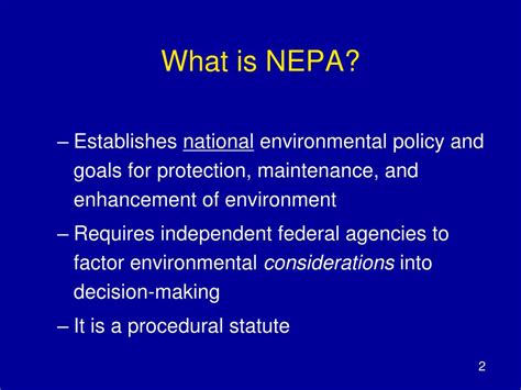 PPT National Environmental Policy Act NEPA PowerPoint Presentation ID