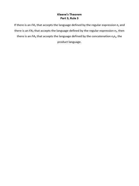 Kleenes Theorem Pt3 Rule 3 Product Pdf