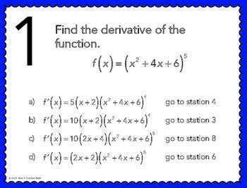 Derivatives Using The Chain Rule Activity Digital And Print Ap Calculus Chain Rule High