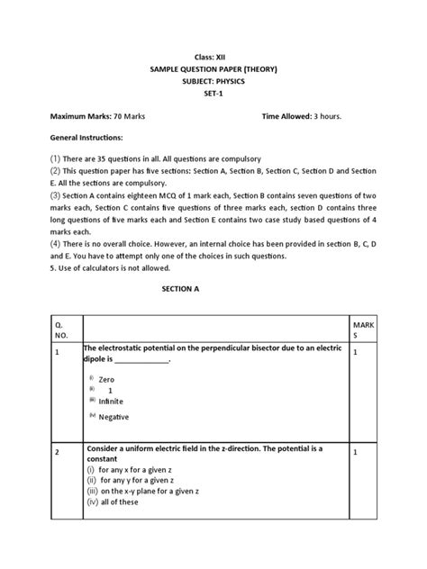 Physics Sample Paper Set 1 Pdf Pn Junction Capacitor