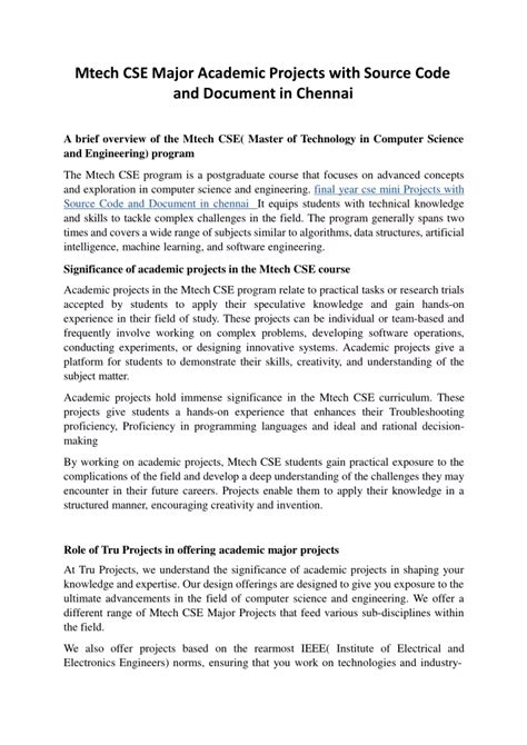 Ppt Mtech Cse Major Academic Projects With Source Code And Document
