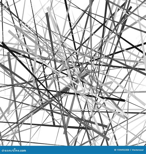 Random Chaotic Lines Irregular Geometric Pattern Texture Abstract Art Piece Stock Vector