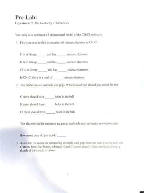 Solved Pre Lab Experiment 7 The Geometry Of Molecules Your
