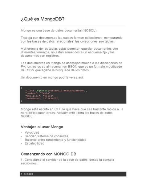 Introducción A Mongodb Pdf Mongo Db Bases De Datos