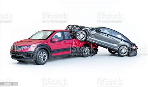 2 자동차 사고입니다 부서진된 자동차입니다 빨간 픽업을 통해 한 검은 고급 세 단 차에 대한 스톡 사진 및 기타 이미지 차 3차원 형태 측면 보기 Istock