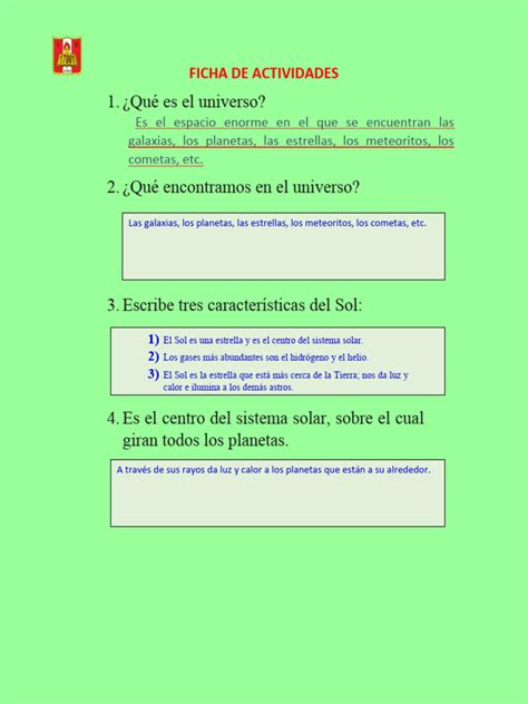 Ficha De Actividades Sistema Solar 4to Pdf Sistema Solar Planetas