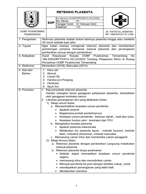 Sop Retensio Plasenta Pdf