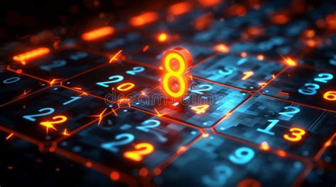 Digital Security Concept With Glowing Numbers And Data Grid