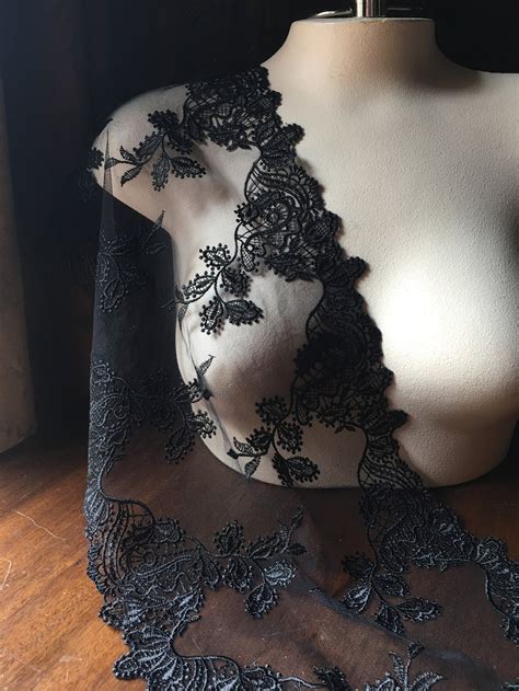 Black Lace Embroidered Lace Wide For Lingerie Garments Cl 4012 Etsy