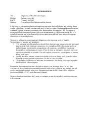 MEMO EMAIL Docx MEMORANDUM TO FROM DATE Subject Employees Of Stealth Technologies Barbara