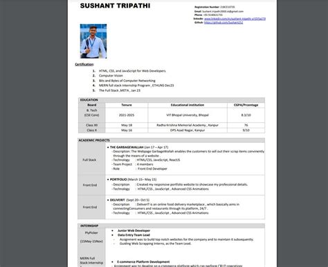 Sushant Tripathi On Linkedin Hey Connections This Is My University Resume