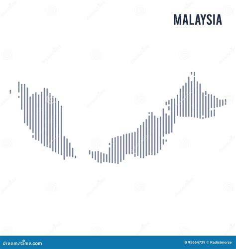 Vector Abstract Hatched Map Of Malaysia With Vertical Lines Isolated On A White Background
