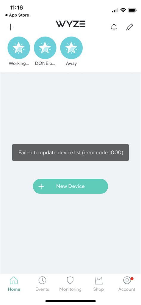 Failed To Update Device List Error Code 1 Sensors Wyze Forum