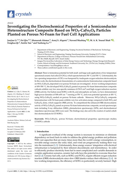 Pdf Investigating The Electrochemical Properties Of A Semiconductor Heterostructure Composite