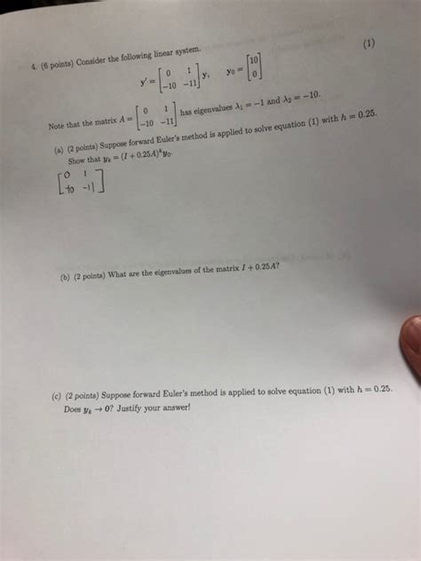 Solved 4 6 Points Consider The Following Linear System