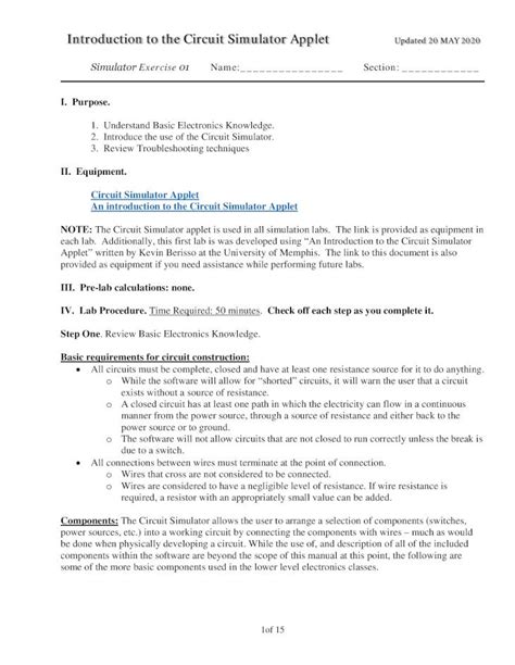 Pdf Introduction To The Circuit Simulator Appletintroduction To The Circuit Simulator