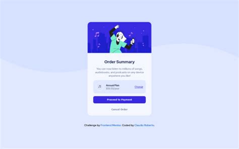 Frontend Mentor Order Summary Component Main Coding Challenge Solution