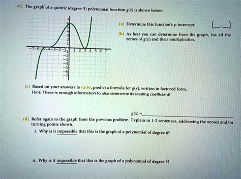 Solved The Graph Of A Quintic Degree 5 Polynomial Function G X Shown Below Determine This