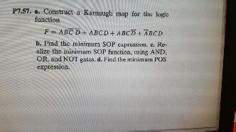 Solved Construct A Karnaugh Map For The Logic Function F Chegg