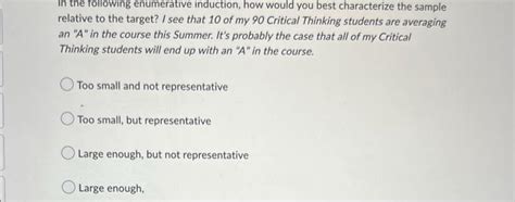 In The Following Enumerative Induction How Would You